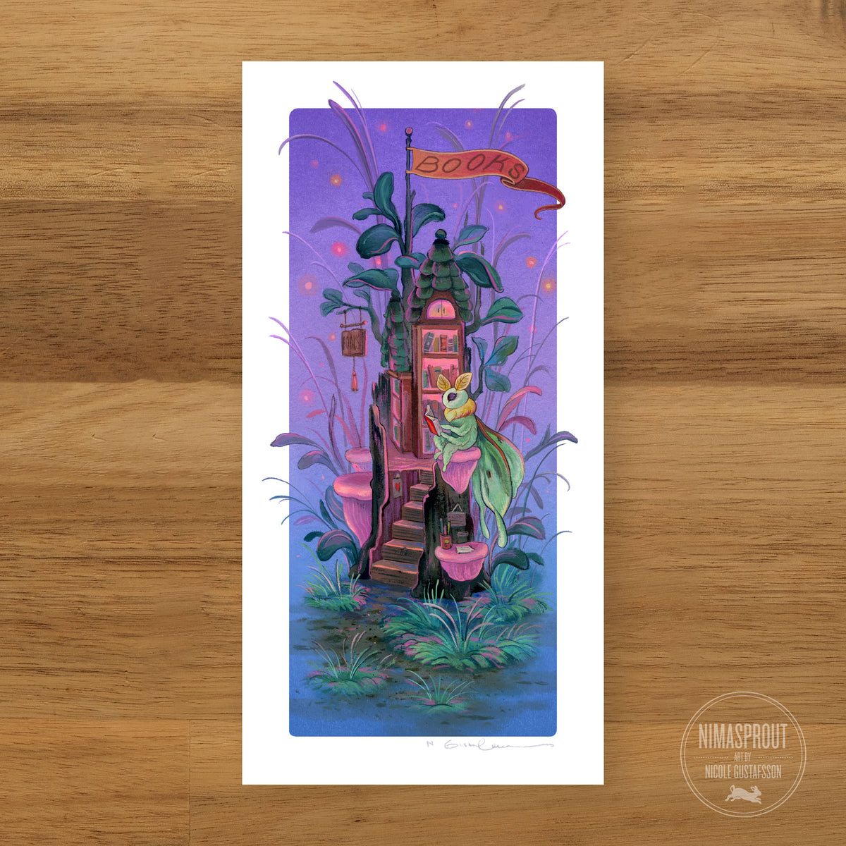 Luna Moth Library – Nimasprout - Art by Nicole Gustafsson